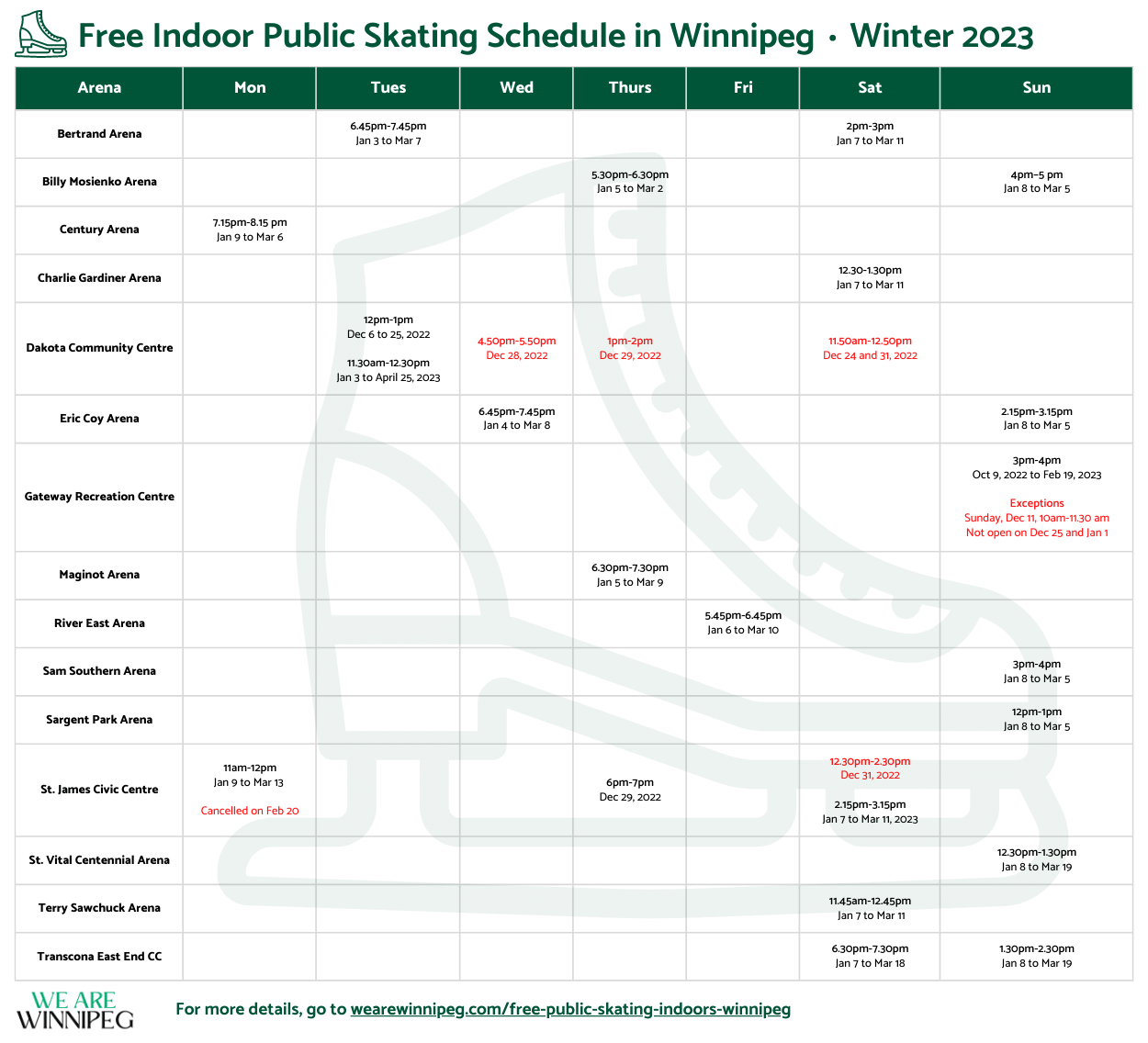 Free Public Skating Rinks Indoors in Winnipeg - We are Winnipeg